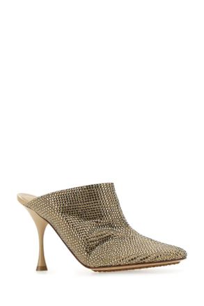 Bottega Veneta Womens Embellished Suede Sparkle Dot Sock Mules 2624 Scarpe Con Tacco High Heel Shoes