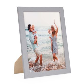 Photolini Bilderrahmen 20x25 cm Silber MDF-Holz, breite Rahmen, modern, bruchsicheres Acrylglas, zum Aufhängen & Aufstellen, extra Zubehör - für Ihre stilvolle 