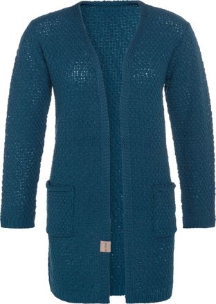 Knit Factory Luna Strickjacke - Mittellange Damen Strickjacken mit Taschen - Cardigan mit Wolle - Grobstrickjacke - Hochwertige Qualit&auml;t - Petrol - 40/42