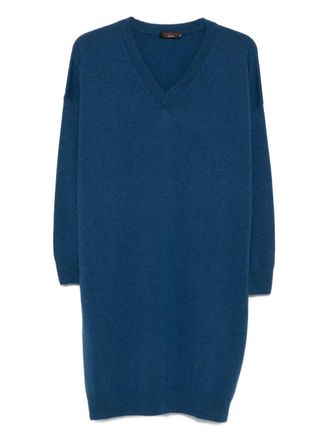 Incentive! Cashmere robe mi-longue en cachemire à col v - Bleu