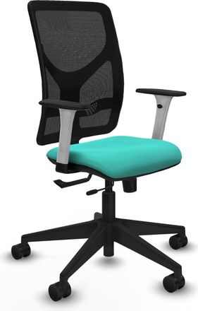 Piqueras y Crespo Home Office Sattelstuhl mit wei&szlig;en und schwarzen Armlehnen, h&ouml;henverstellbare Lendenwirbelst&uuml;tze, ausgestattet mit Syncro/Traslack und Schneideschaum,