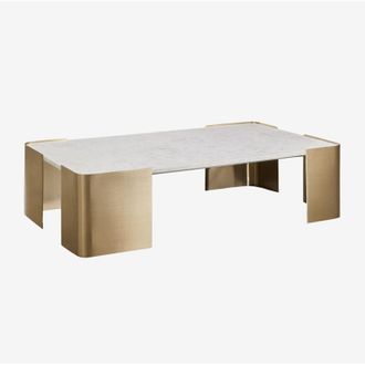 Sklum Rechteckiger Couchtisch 110x70 cm aus Marmor und Edelstahl Bemerit Wei&szlig;er Marmor Banswara