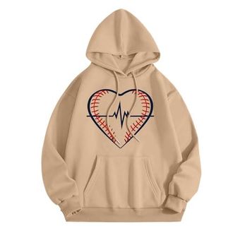 Generic 2026 Sweat &agrave; capuche d&eacute;contract&eacute; imprim&eacute; coeur pour femme, kaki, XXL