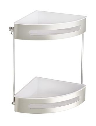 WENKO Eckregal 2 Etagen Premium Plus - Eckablage, Eckwandablage, Edelstahl rostfrei, 28.5 x 31 x 21 cm, Gl&auml;nzend