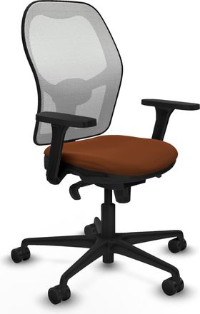 Piqueras y Crespo Schreibtischstuhl mit 3D-Armen, h&ouml;henverstellbare Lendenwirbelst&uuml;tze, mit 5 Positionen und injiziertem Schaumstoff, Wei&szlig;/Braun