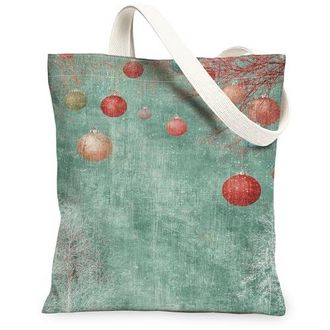 Generic Sacs fourre-tout en toile pour d&eacute;corations de No&euml;l, vintage, rustique, sacs d&eacute;picerie, r&eacute;utilisables, l&eacute;gers et lavables, bleu sarcelle, 13x15 Inch