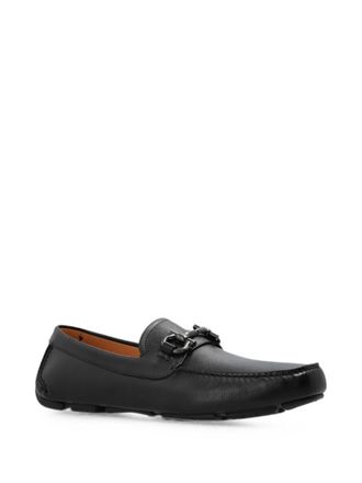 Ferragamo Gancini-Plaque Leather Loafer - Black