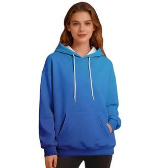 Generic Pull &agrave; capuche tendance d&eacute;grad&eacute; pour femme, coupe ample d&eacute;contract&eacute;e avec poche, manches longues, pull &agrave; capuche surdimensionn&eacute; et confortable pour le