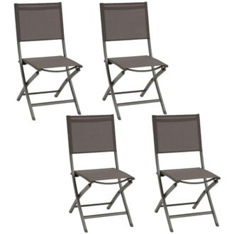 Hesperide Lot de 4 chaises pliantes en aluminium et texaline ESSENTIA