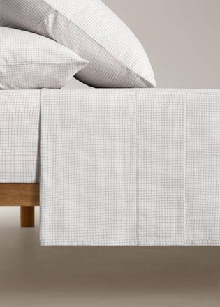 Mango Drap plat enfant percale de coton mini carreaux &eacute;cru - Home - Lit 90 cm - MANGO HOME