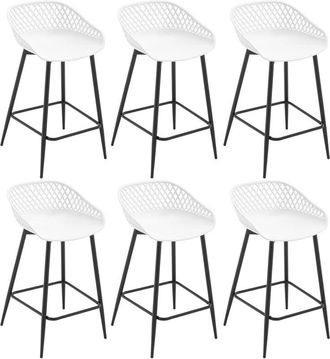 Woltu Lot de 4 Tabourets de Bar WOLTU, Tabourets Bar avec Repose-Pieds et Dossier, Tabourets Haut, Tabourets Extérieur Jardin en Plastique et Métalliques