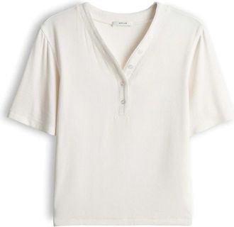 OPUS Kurzarm-Henley-Shirt - - Tops - Damen - Beige - XL