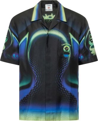 Casablanca Homme, Chemises, Noir, Taille: M Cuban Collar SS Shirt