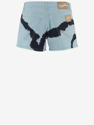 DON'T @ ME Womens Cotton Shorts Tie-Dye Light Blue