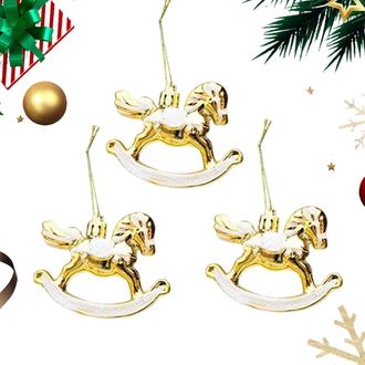 Generic Christbaumschmuck, Schaukelpferd-Weihnachtsschmuck, 3 kleine Schaukelpferd-Ornamente, Weihnachts-Schaukelpferd-Ornament, Weihnachtsdekoration Schaukel