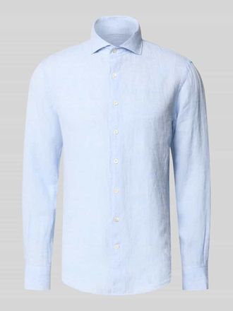 Profuomo Regular Fit Leinenhemd mit Kentkragen