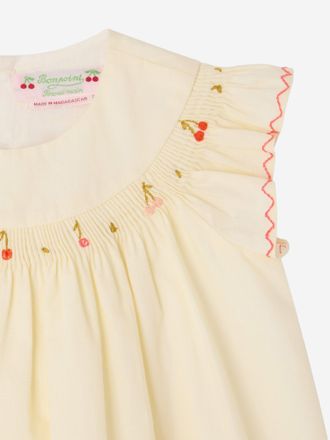 BONPOINT Girls Dress Amantine Cotton Ivory Organic