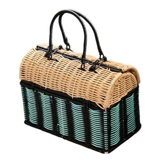 Beaupretty Paquet Cabas Grand Format Tiss&eacute; Main Imitation Rotin Paquet Fourre-Tout Utilitaire pour Femme Grosse Capacit&eacute; 32,3 X 27,4 X 14,8 CM Shopping et Rangem