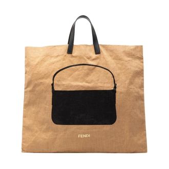 Fendi Pre-owned Vintage Canvas Tote Bag mit schwarzer Bag-Grafik - - Pre-owned - Damen - Braun - ONE SIZE