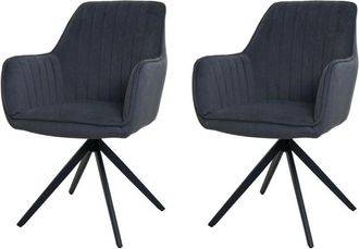 Mendler Mendler - Lot de 2 chaises de salle &agrave; manger HWC-L79, chaise de cuisine fauteuil chaise avec accoudoirs, pivotante Auto-Position tissu