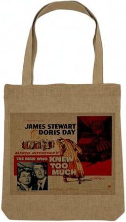Fabulous Sac Shopping Tote Bag Aspect Lin - the Man Who Knew Too Much Vieille Affiche de Film R&eacute;tro Poster Cin&eacute;ma Vintage - Sac de Courses Toile Epaisse 360g B