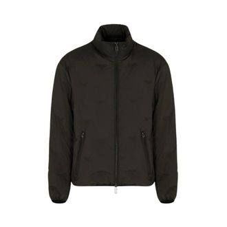 Emporio Armani Homme, Vestes, Noir, Taille: M Doudoune zipp&eacute;e en nylon avec micro-aigles incrust&eacute;s sur toute la surface