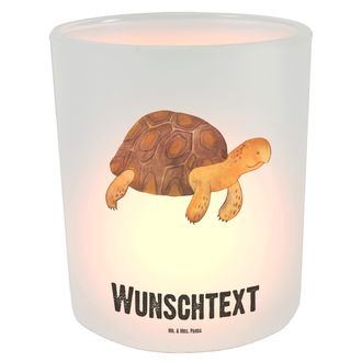 Mr. & Mrs. Panda Personalisiertes Windlicht Schildkröte Marschieren - Personalisierte Geschenke, Meer, Windlichter mit Namen, Windlichtgläser, Windglas, Kerzengläser, 