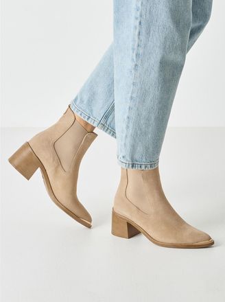 Tamaris Damen Chelsea mit Blockabsatz Leder, beige, 40 EU