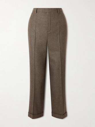 Loro Piana Pantalon Droit Raccourci En Laine Et Cachemire M&eacute;lang&eacute;s Louis - Marron