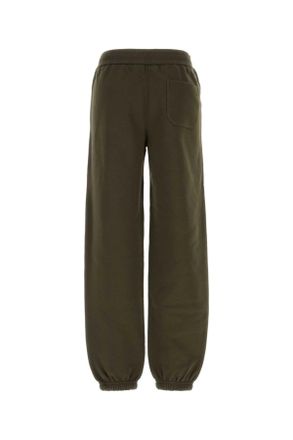 Jil Sander Womens Olive Green Cotton Joggers 312 Exterior: Pantaloni Trousers