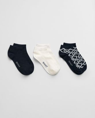 GANT Damen 3er-Pack Monogram Knöchelsocken (39-41) EVENING Blau