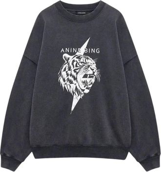 Anine Bing Femme, Sweatshirts et sweats &agrave; capuche, Gris, Taille: 38 FR Miles Tiger SweaT-shirt