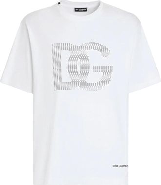 Dolce & Gabbana Homme, Tops, Blanc, Taille: M Cotton T-shirt with logo