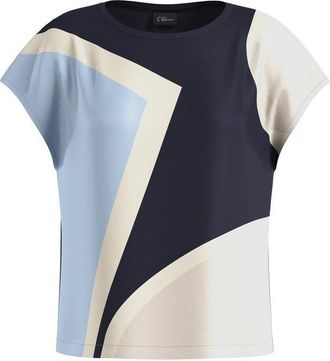 s.Oliver Kurzarmshirt T-Shirt Viskose-Shirt im Fabricmix mit &uuml;berschnittenen Schultern