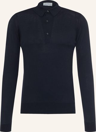John Smedley Strick-Poloshirt Bradwell blau