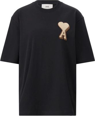 Ami Femme, Tops, Noir, Taille: 34 FR T-shirt oversize moderne avec logo