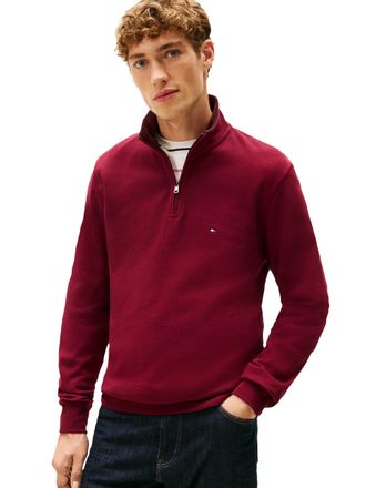 Tommy Hilfiger Herren-Sweatshirt, mittelschwer, gerippt, 1/4-Rei&szlig;verschluss, Deep Rouge, XX-Large