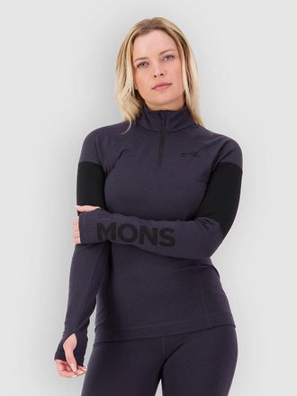 Mons Royale Olympus Merino 1/4 Zip Funktionsshirt black