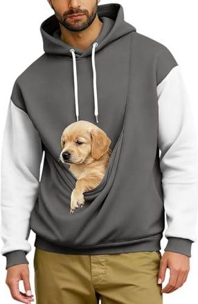 Generic Sweat &agrave; capuche &agrave; manches longues avec poche pour animal de compagnie, chat, chien, gris, XXL