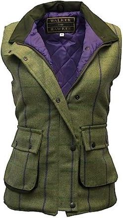 Walker and Hawkes Walker & Hawkes - Bayston - Veste sans Manches Derby - Femme - Tweed - Chasse/Campagne - Rayures Violettes - EU 46 (UK 18)