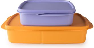 Tupperware Clevere Pause Lunchbox Set (2) 1 L Orange + 550 ml Flieder (inkl. Kiwilöffel)