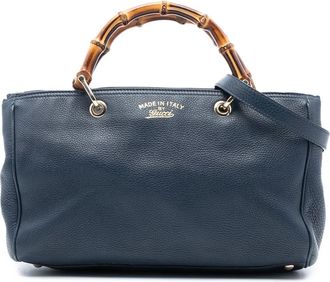 Gucci Hobo Bags - Medium Calfskin Bamboo Shopper Satchel - Gr. unisize - in Blau - f&uuml;r Damen