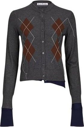 Acne Studios Cardigan droit &agrave; motifs en soie m&eacute;lang&eacute;e