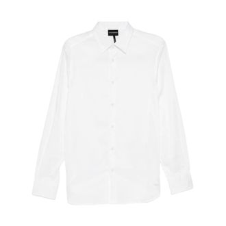 Emporio Armani Homme, Chemises, Blanc, Taille: M Stretch Pima Cotton Shirt