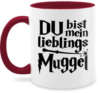 Shirtracer Tasse Tassen 325ml - Statement - Du bist mein Lieblingsmuggel schwarz - 325 ml - Bordeauxrot - kaffetassen spr&uuml;che statements fanmug statement-tasse f