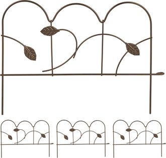 Relaxdays Beeteinfassung, 4er Set, Metall, HxB: je 28 x 38,5 cm, Beetumrandung f&uuml;r Garten, Zierzaun zum Stecken, Bronze