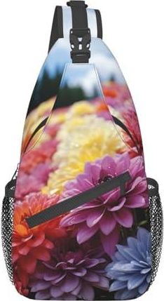 Generic Durable Sacoche Homme Bandouliere Imprimé fleur Rainbow sur la mer Sac Bandoulière Polyester,Multifonction Crossbody Bag pour Cyclisme Randonnée Voyag