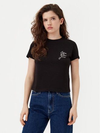 Calvin Klein Jeans T-Shirt Script Institutional J20J224984 Schwarz Slim Fit