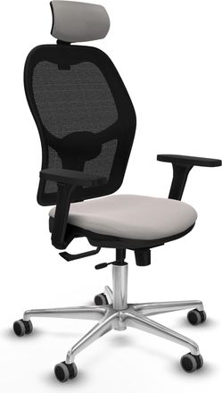 Piqueras y Crespo B&uuml;rostuhl, wei&szlig;, ergonomisch, mit 3D-Armlehnen, h&ouml;henverstellbare Lendenwirbelst&uuml;tze und Kopfteil, h&ouml;henverstellbar und neigbar, Schwarz/Wei&szlig;