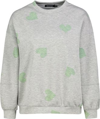 Sublevel Damen Pullover LSL-509 Pulli Rundhals Sweatshirt mit Herzen Light Grey M/L